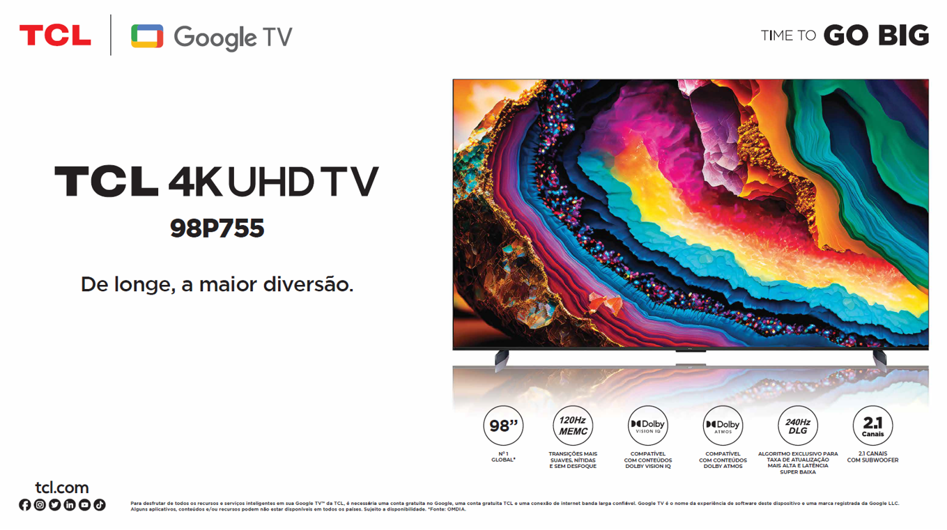 TCL anuncia chegada da P755, televisor de 98’’ e resolução 4K UHD - TCL ...